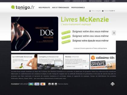 Tonigo : Vente des livres et coussins lombaires (méthode McKenzie)